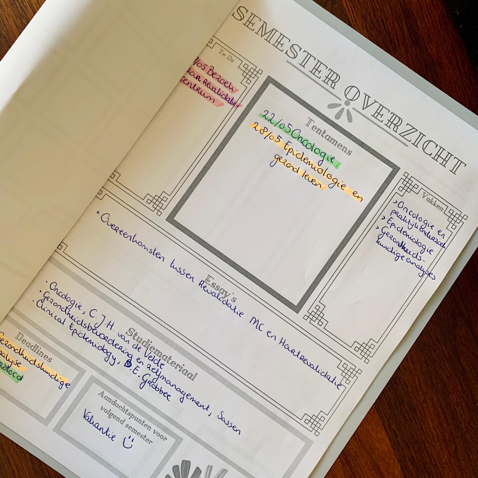 Gratis download: studie planner – KloosterChaos